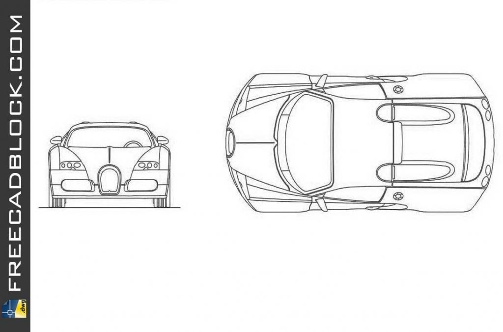 Bugatti Chiron Dimensions 2d Model Free Cad Dwg Download
